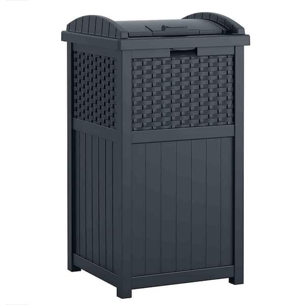 33 Gal. Resin Dark Grey Outdoor Hideaway Patio Trash Can TG22236 - The ...