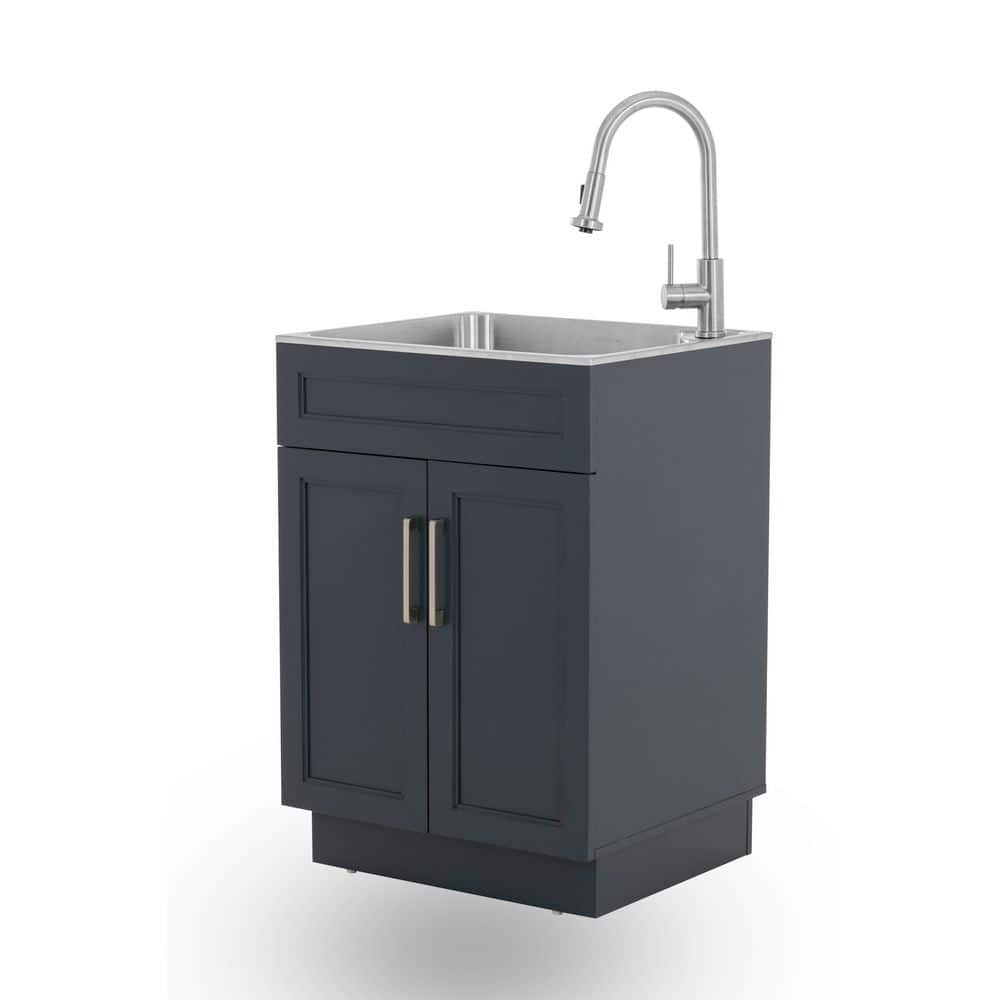 Glacier Bay 24 in. Drop-in Stainless Steel Laundry Sink with Cabinet ...
