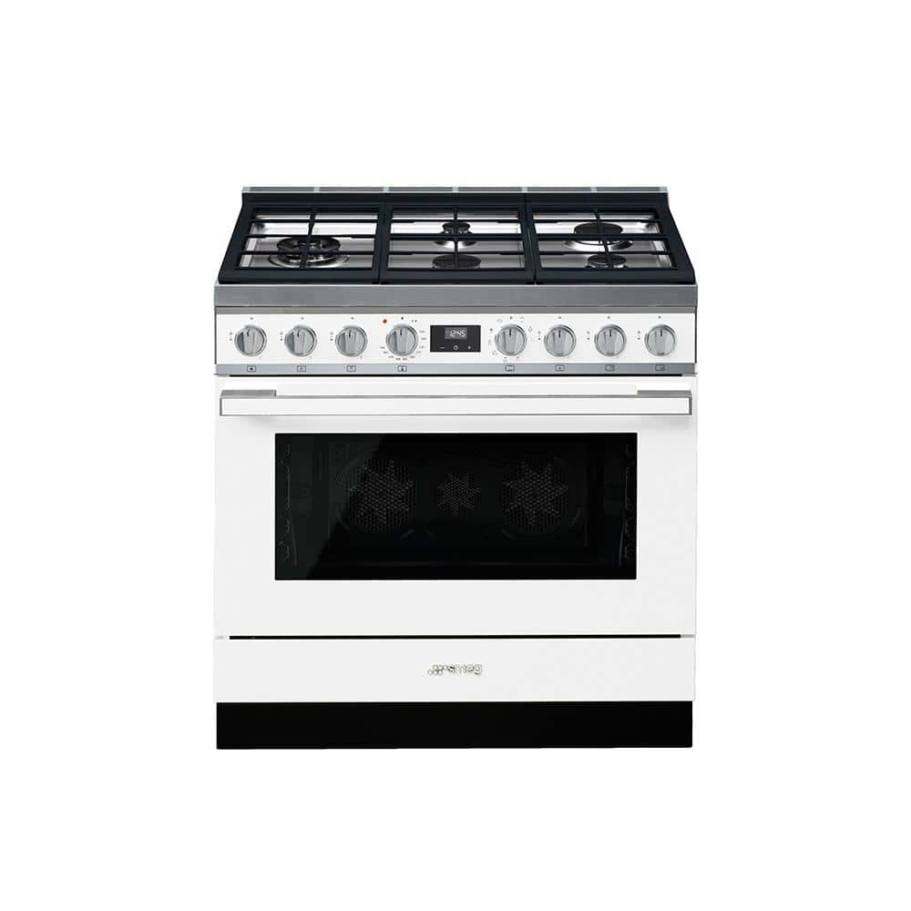 smeg Portofino Series 36" Range. Duel Fuel. White CPF36UGMWH - The Home ...