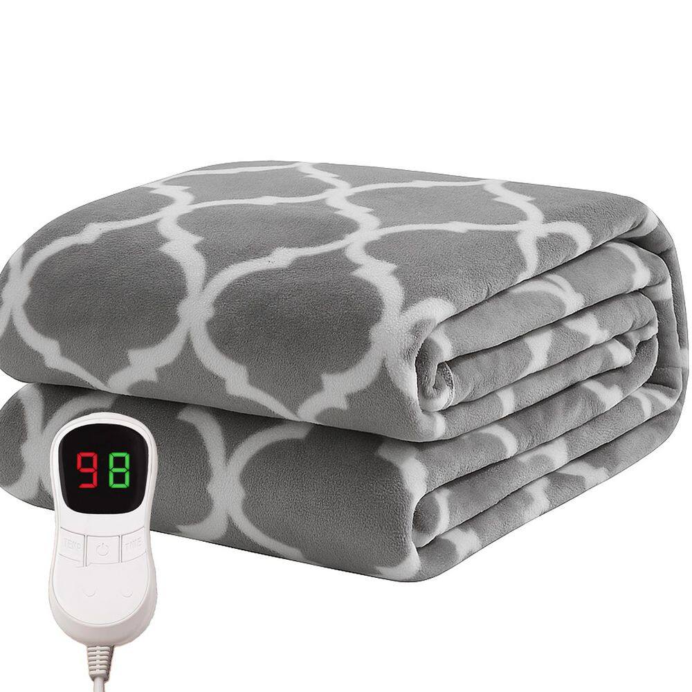 Soft Flannel Electric Throw Blanket-50 x 60 in. w/ 10 Heat Levels, Auto ...
