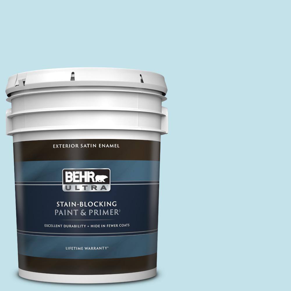 BEHR ULTRA 5 gal. #540C-2 Serene Sky Satin Enamel Exterior Paint ...