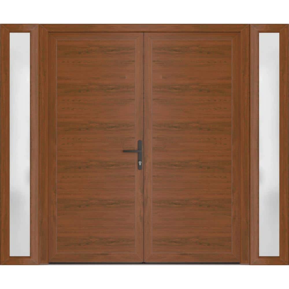 VDOMDOORS 16+72+ 16 in. x 80 in. Left-hand/Inswing Frosted Glass Walnut ...