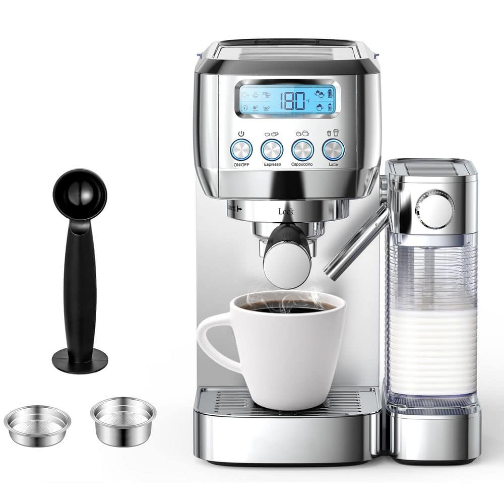 amzchef 14-Cup Espresso Machine, 20-Bar 2-in-1 Grinder and Coffee Maker ...