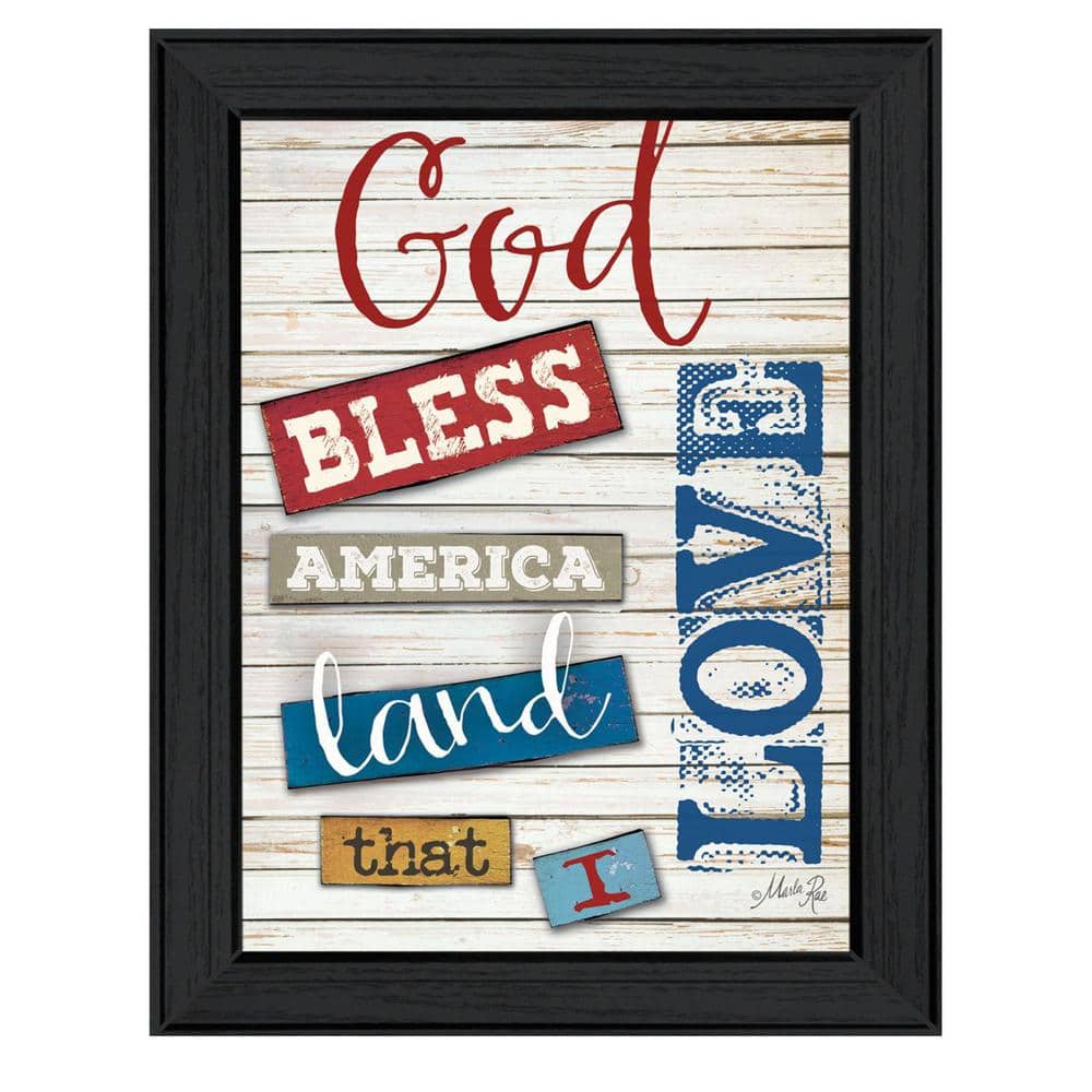 HomeRoots Charlie God Bless America 1-Piece Framed Wall Art 18 in. x 14 ...