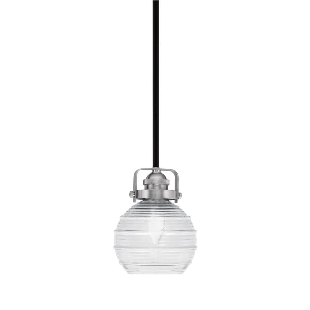Decatur 60-Watt 1-Light Black and Nickel Light Mini Pendant with 6 in ...