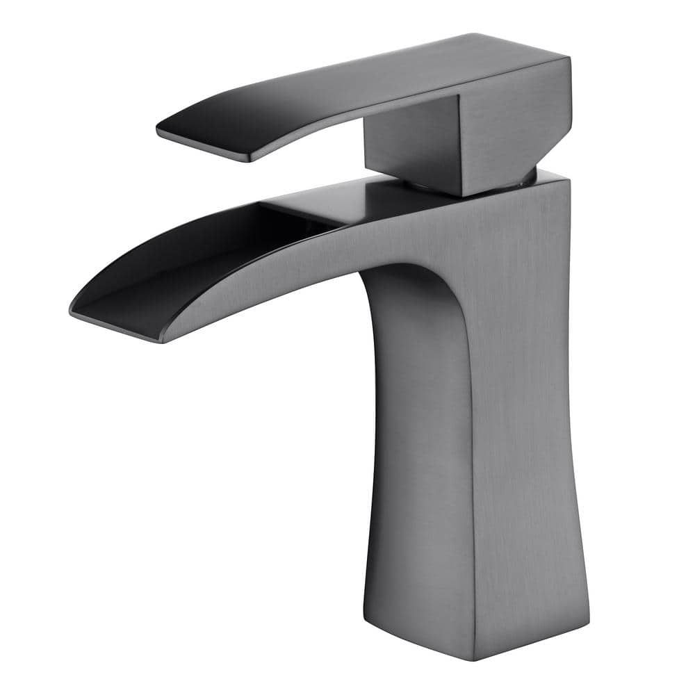 SUMERAIN Waterfall Single Handle Single Hole Bathroom Faucet in ...