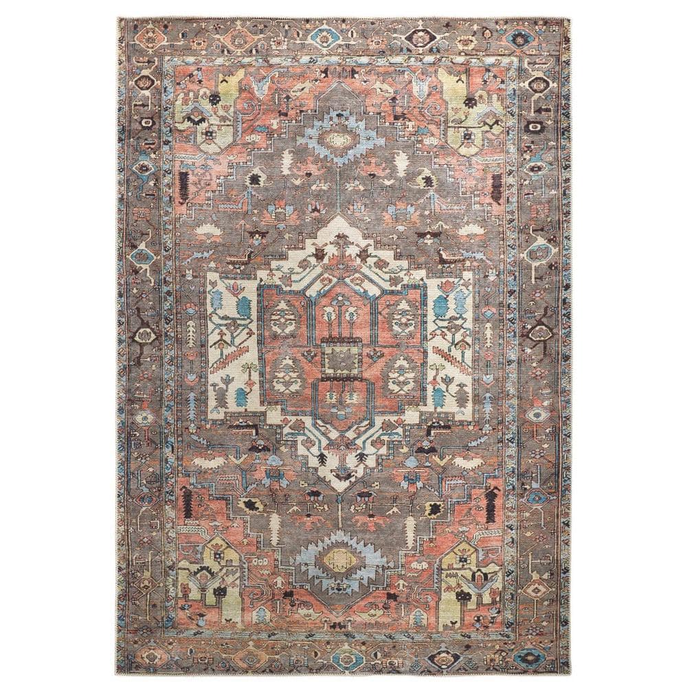 HomeRoots Taupe and Ivory Floral 8 ft. x 10 ft. Area Rug 2000515069 ...