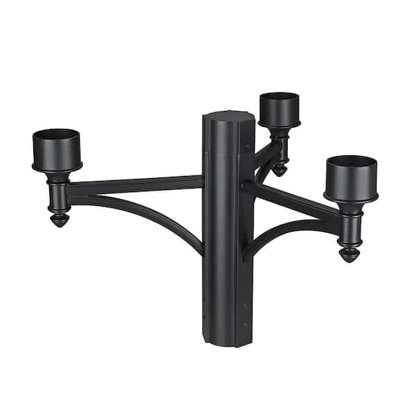Black Aluminum Outdoor 3-Head Post Adaptor with Standard Fitter ...