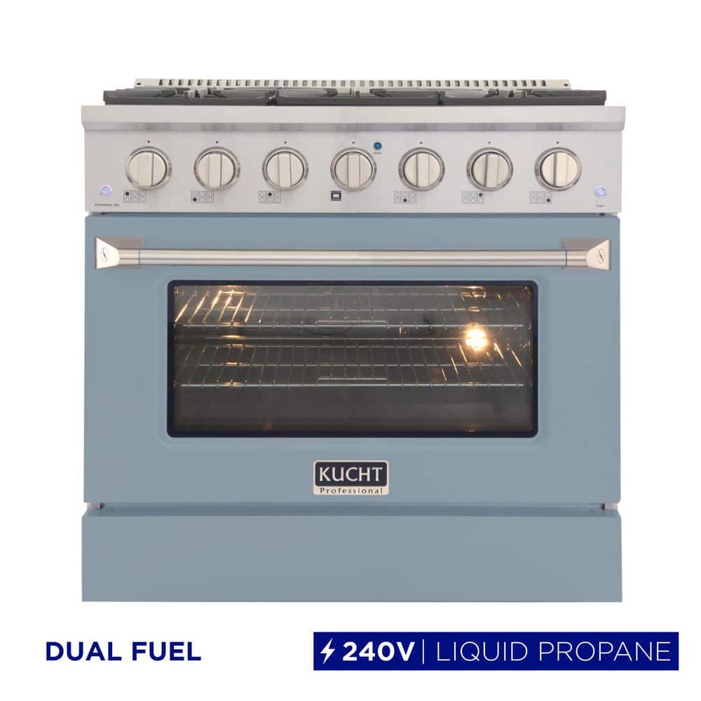 Kucht 36 in. 5.2 cu. ft. 6-Burners Dual Fuel Range Propane Gas in ...