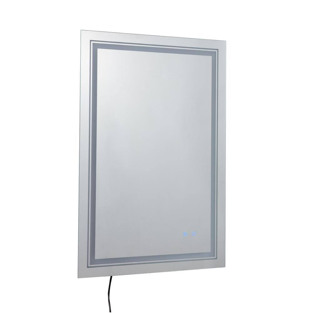 ANGELES HOME 36 in. W x 24 in. H Large Rectangular Frameless Wall ...