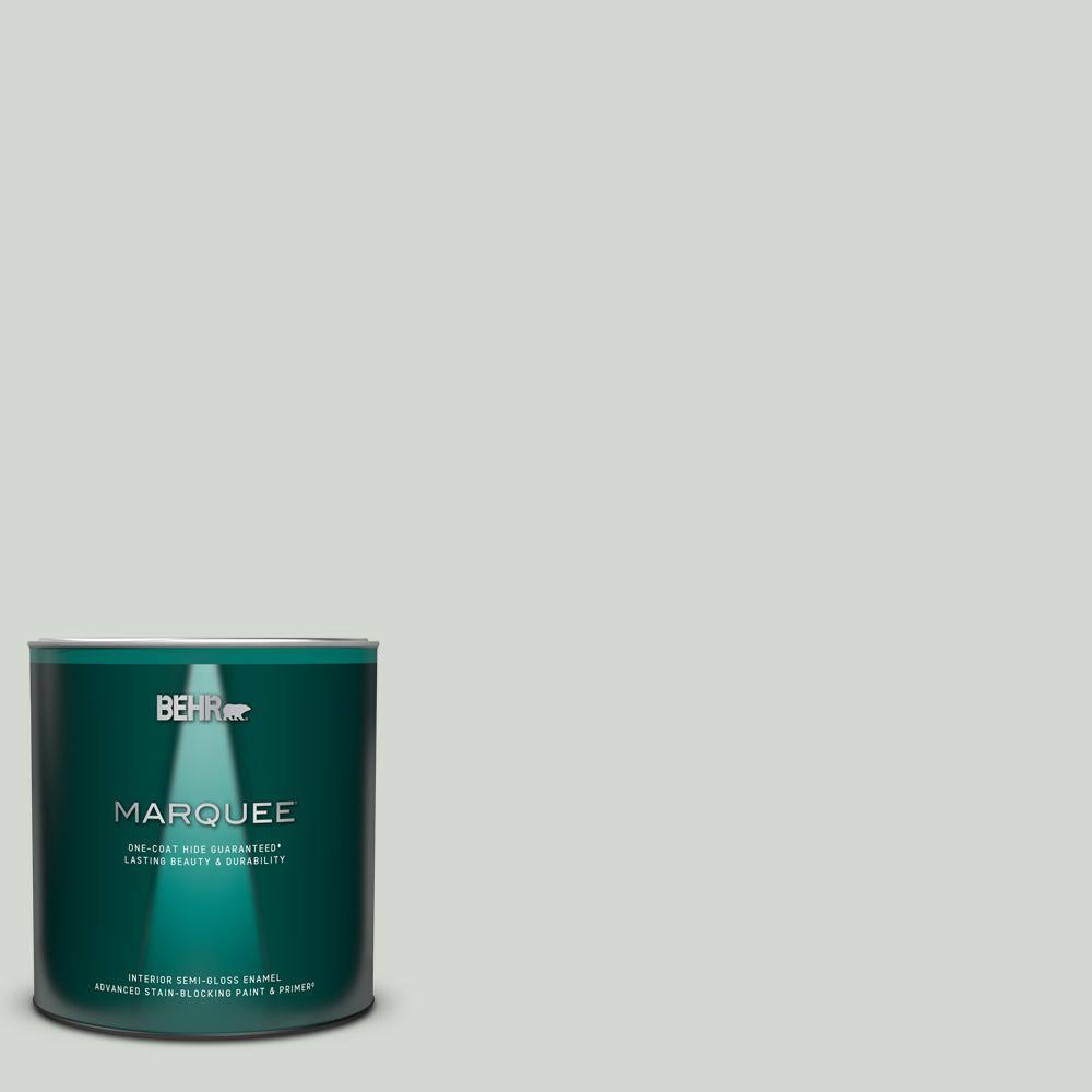 BEHR MARQUEE 1 qt. #N410-2 Brook Green Semi-Gloss Enamel Interior Paint ...