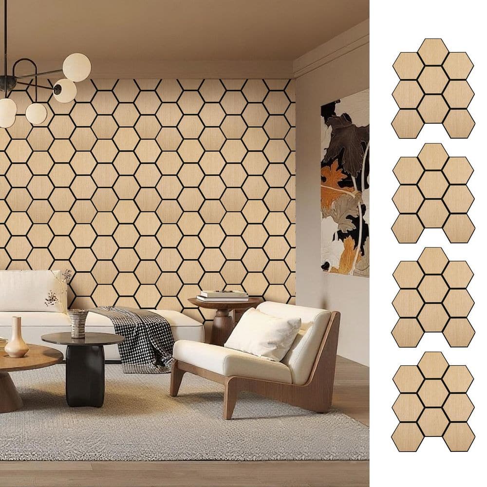 Owndeign 0.7 in. x 2 ft. x 2.5 ft. White Oak Wood Acoustic Panels, MDF ...