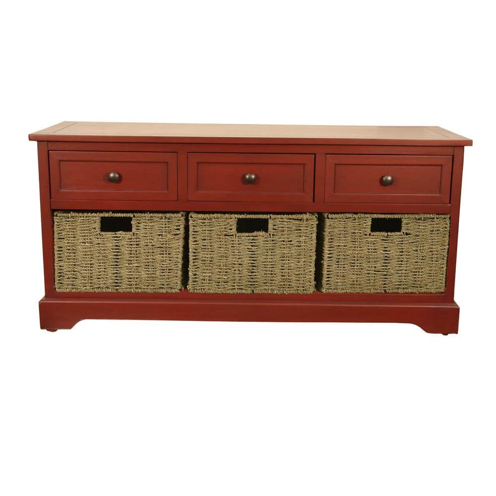 Decor Therapy Montgomery Red Storage Bench FR6300 - The Home Depot