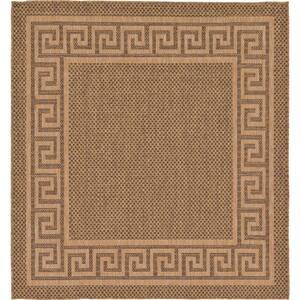 Unique Loom Outdoor Greek Key Gray 6' 0 x 6' 0 Square Rug 3127234 - The ...