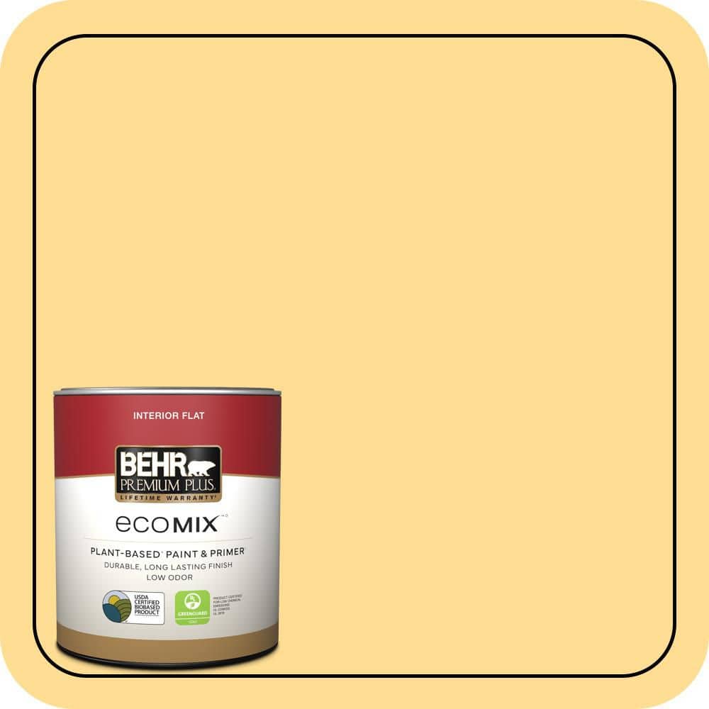 BEHR PREMIUM PLUS 1 qt. #320B-4 Lemon Pound Cake Flat EcoMix Plant ...