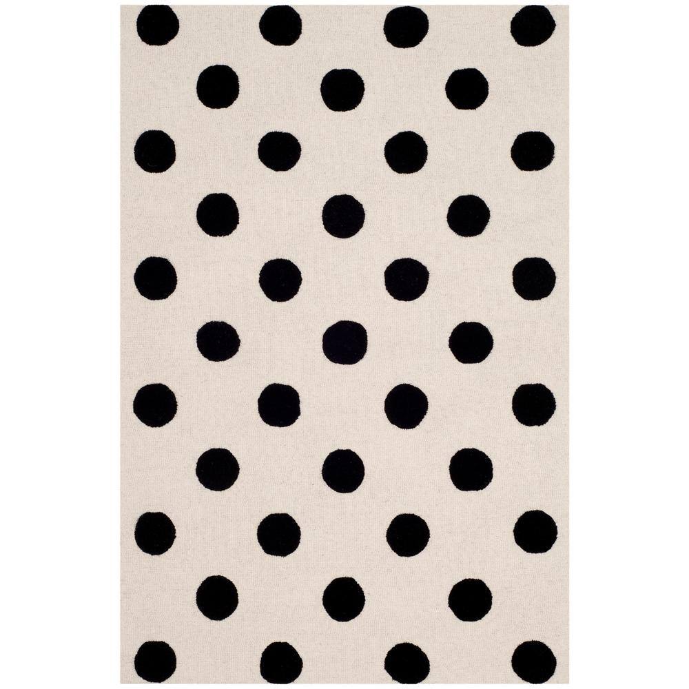 SAFAVIEH Kids Ivory/Black 4 ft. x 6 ft. Geometric Polka Dot Area Rug ...