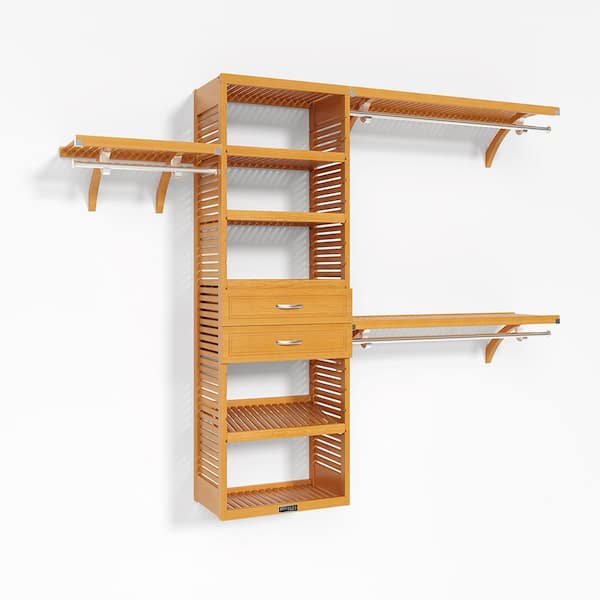 John Louis Home 72 in. W - 120 in. W Honey Maple Walk in with 2 Drawers ...