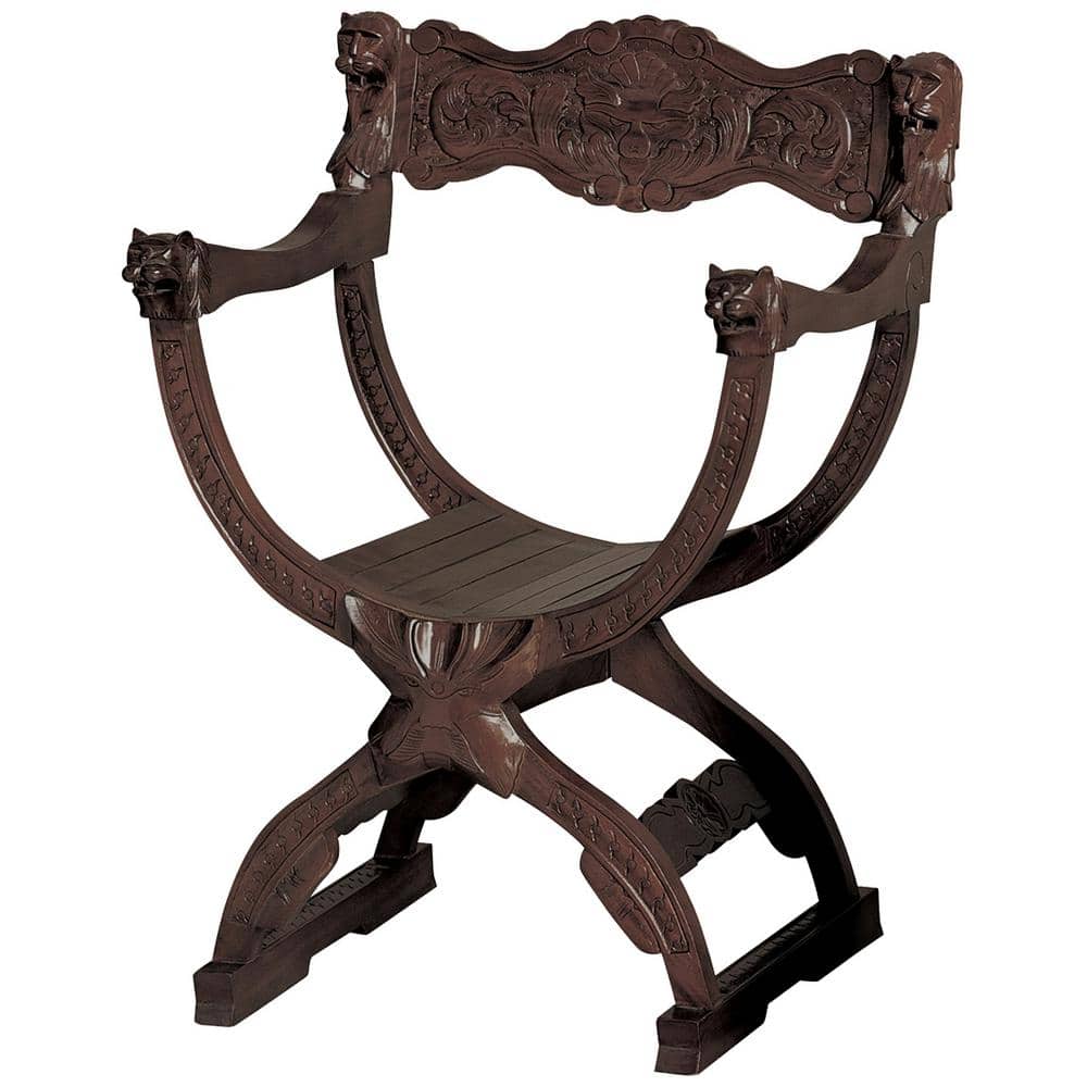 Design Toscano Medieval Cross Walnut Mahogany Frame Chair GR122 - The ...