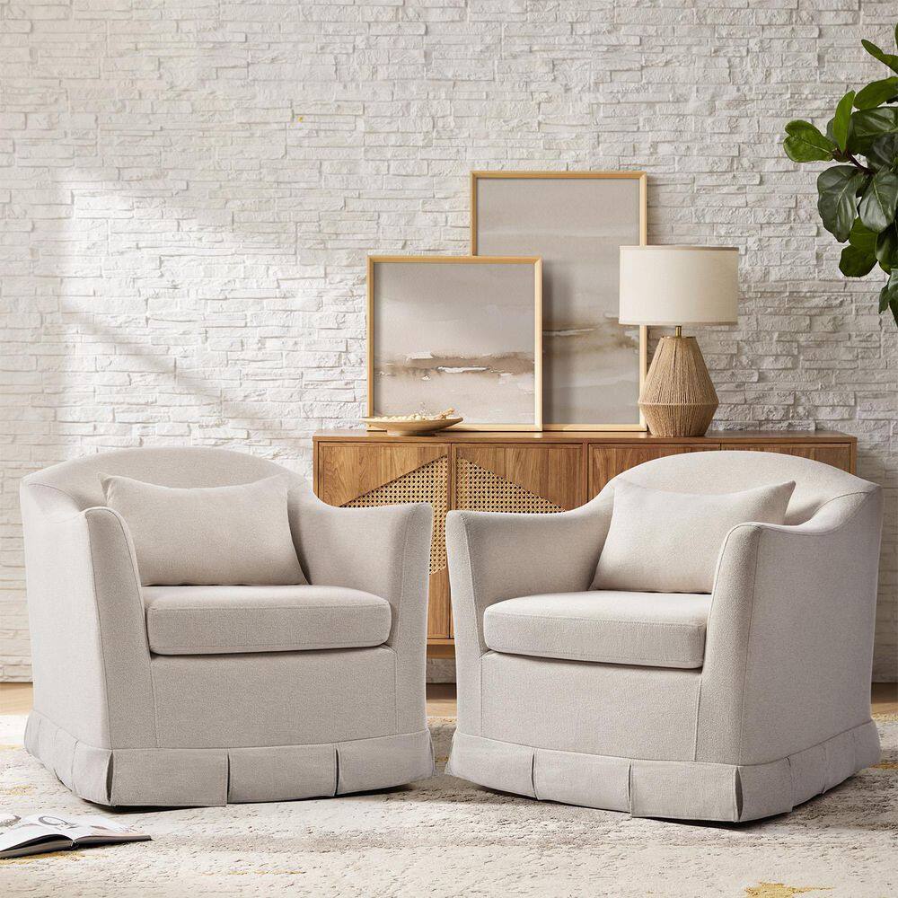 JAYDEN CREATION Albina Linen Modern Slipcovered 360° Swivel Armchair ...