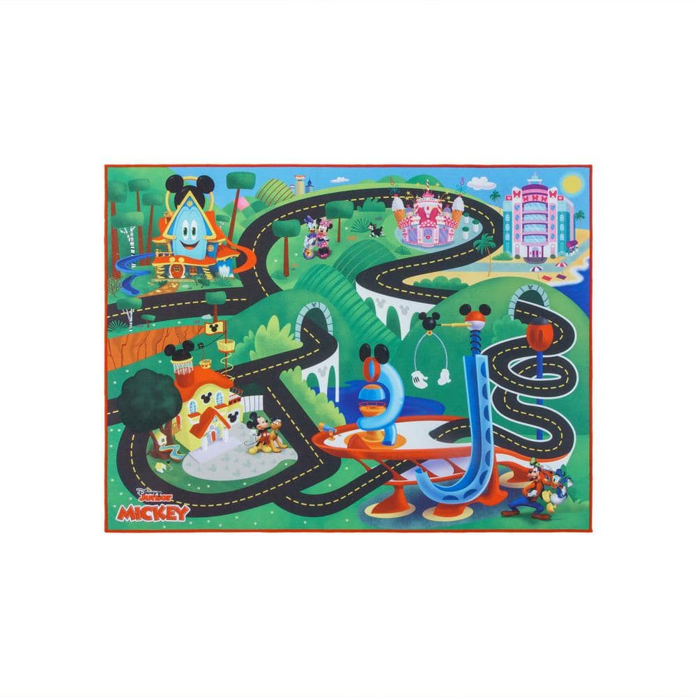 Disney Mickey Mouse Road Play Multi-Colored 4 ft. x 6 ft. Indoor ...