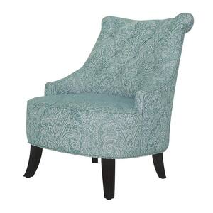 Homy Casa Pearce Green Fabric Upholstered Wingback Arm Chair PEARCE ...