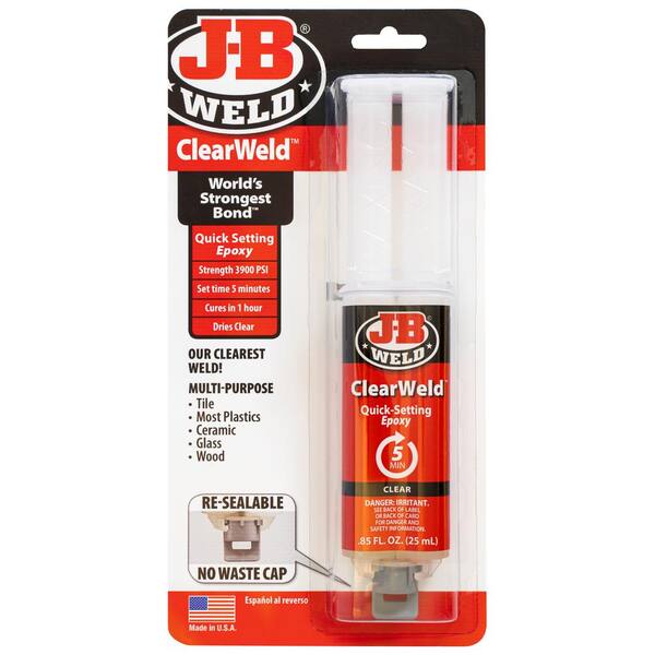 Jb Clearweld Epoxy 8oz Clear J-B Weld Clearweld 5 Minute Epoxy Compound 2 Part Epoxy