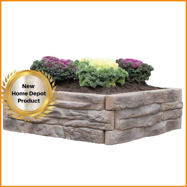 Landecor Raised Garden Bed Tan/Brown Ledgestones Composite Polyurethane Natural Look and Feel ...