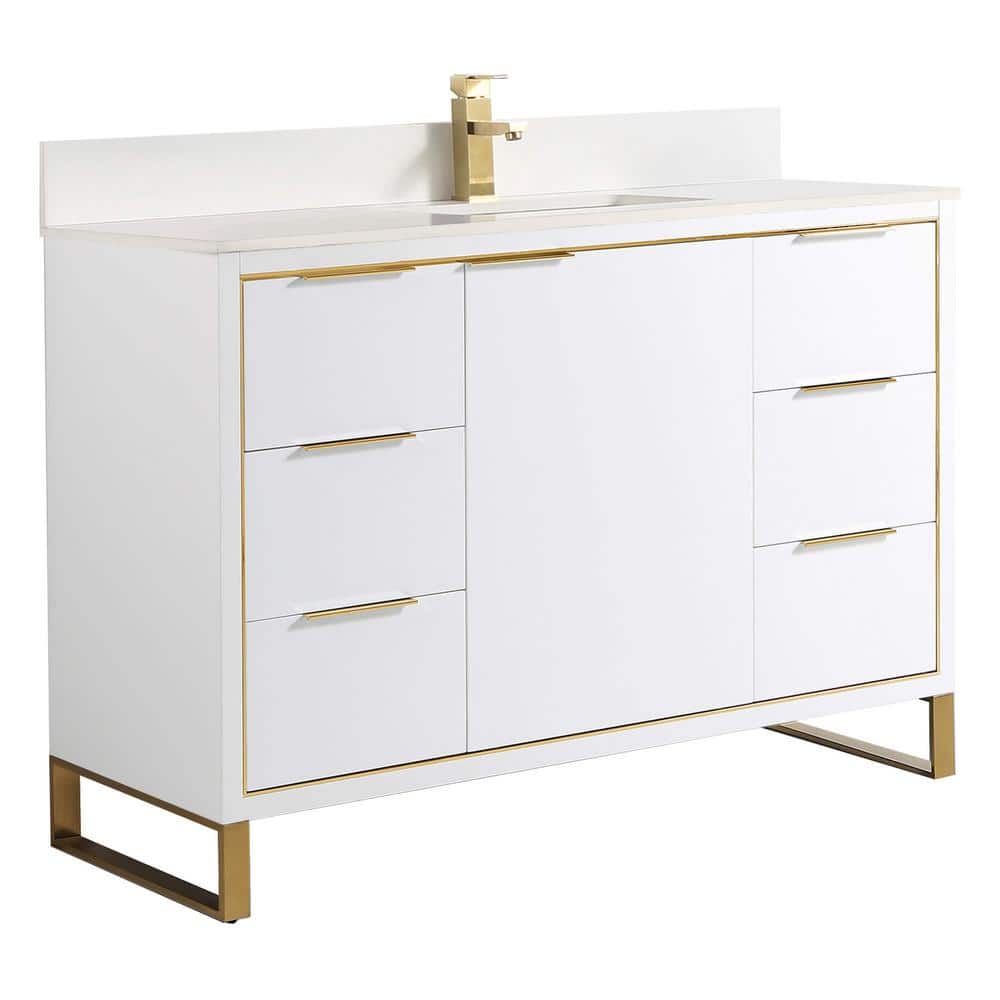 FINE FIXTURES Opulence 48 in. W x 18 in. D x 33.5 in. H Single Sink ...