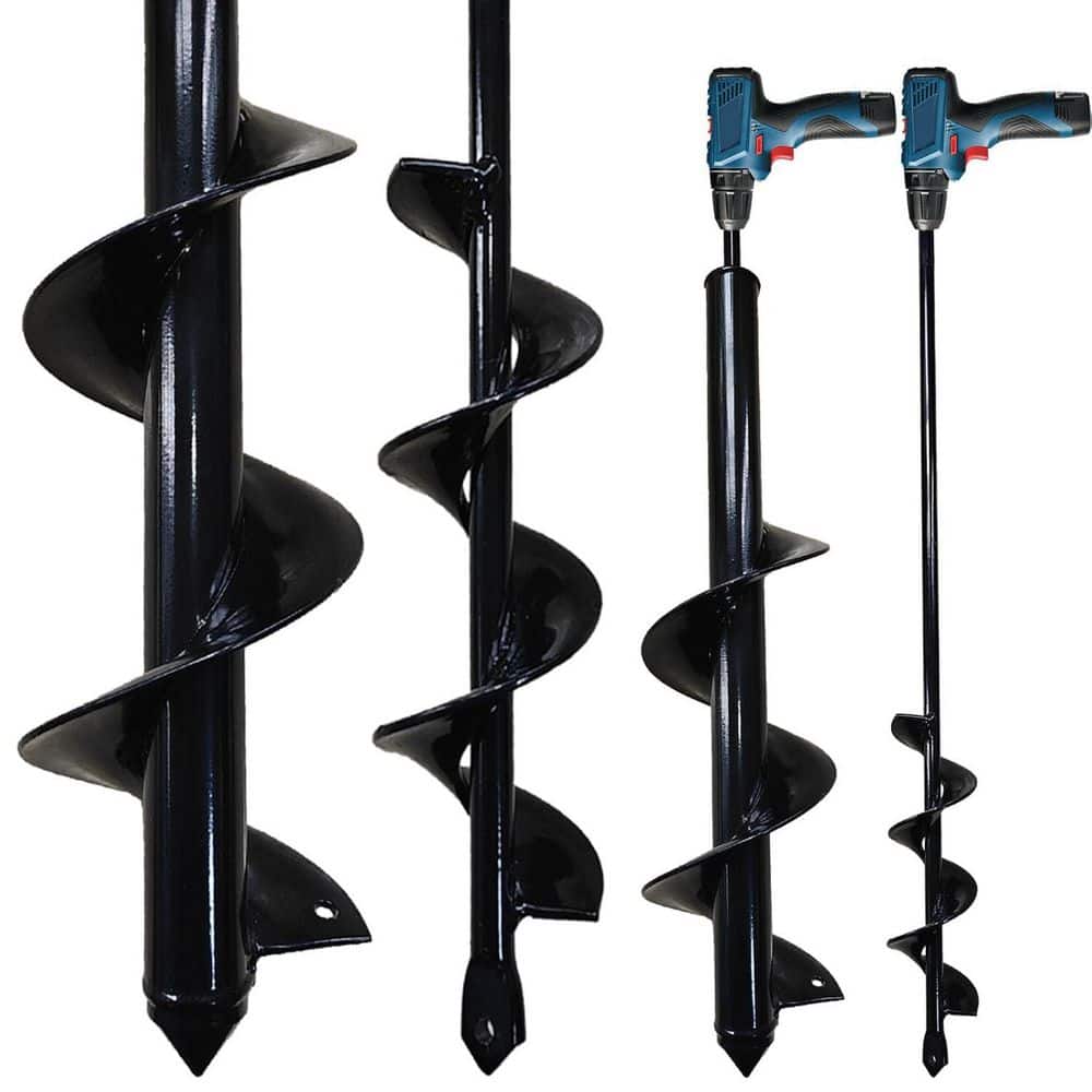 MYWISH 2-Piece Long Reach Garden Auger Set (3/8 in. Drill Compatible ...