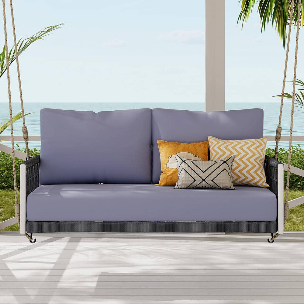 ToolCat 1-Piece Woven Rope Outdoor Swing Sofa with Soft Cushions ...