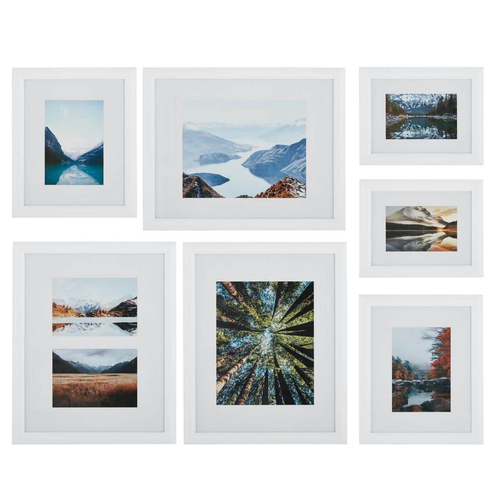 StyleWell White Contemporary Gallery Wall Frame Set 7 pieces 2020 GW1WT The Home Depot