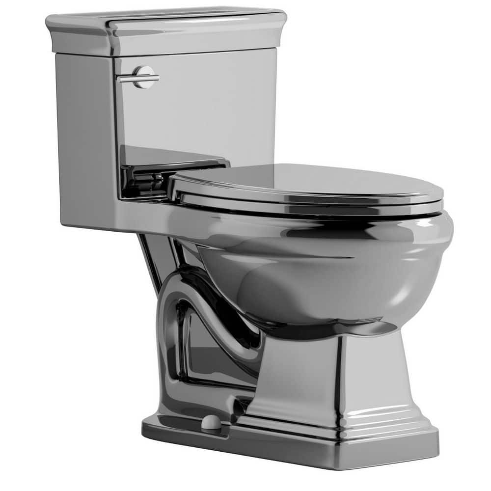 Be Unwhite 12 in. Rough In 1-Piece Toilet, Silver 17 in. Chair Height ...