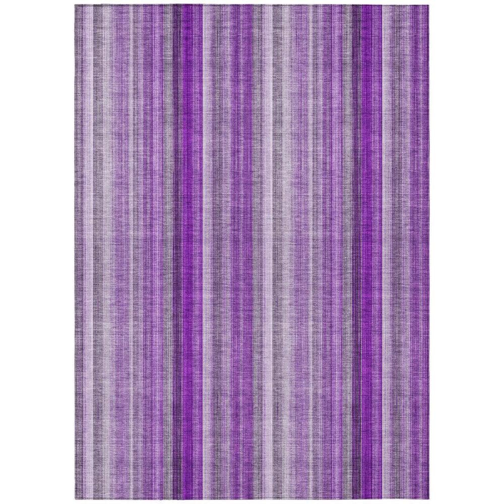 HomeRoots Purple 10 ft. x 14 ft. Woven Striped Rectangle Indoor/Outdoor ...