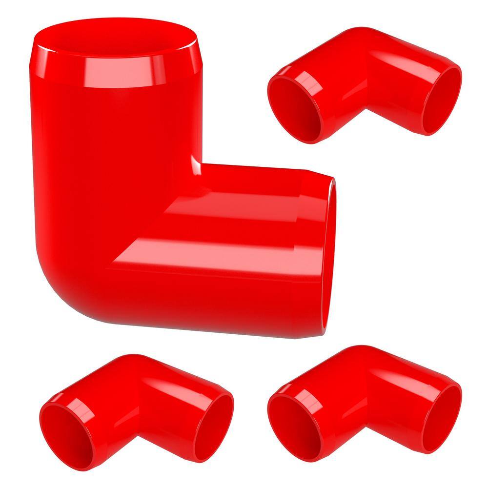 Formufit 1 in. Furniture Grade PVC 90-Degree Elbow in Red (4-Pack ...
