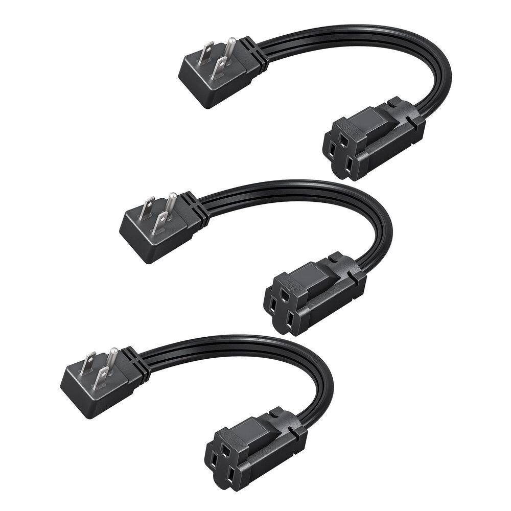 DEWENWILS 1 ft. SPT-3 Flat Wire 14 / 3 Gauge 3-Prong Outlets and Flat ...