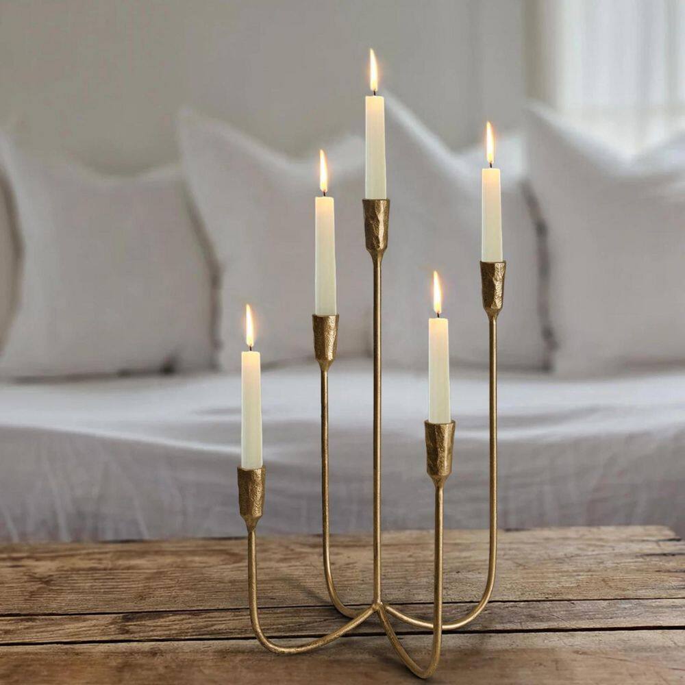 Modern Gold Metal Candlestick 5-Candle HDCN6NDMQ5 - The Home Depot