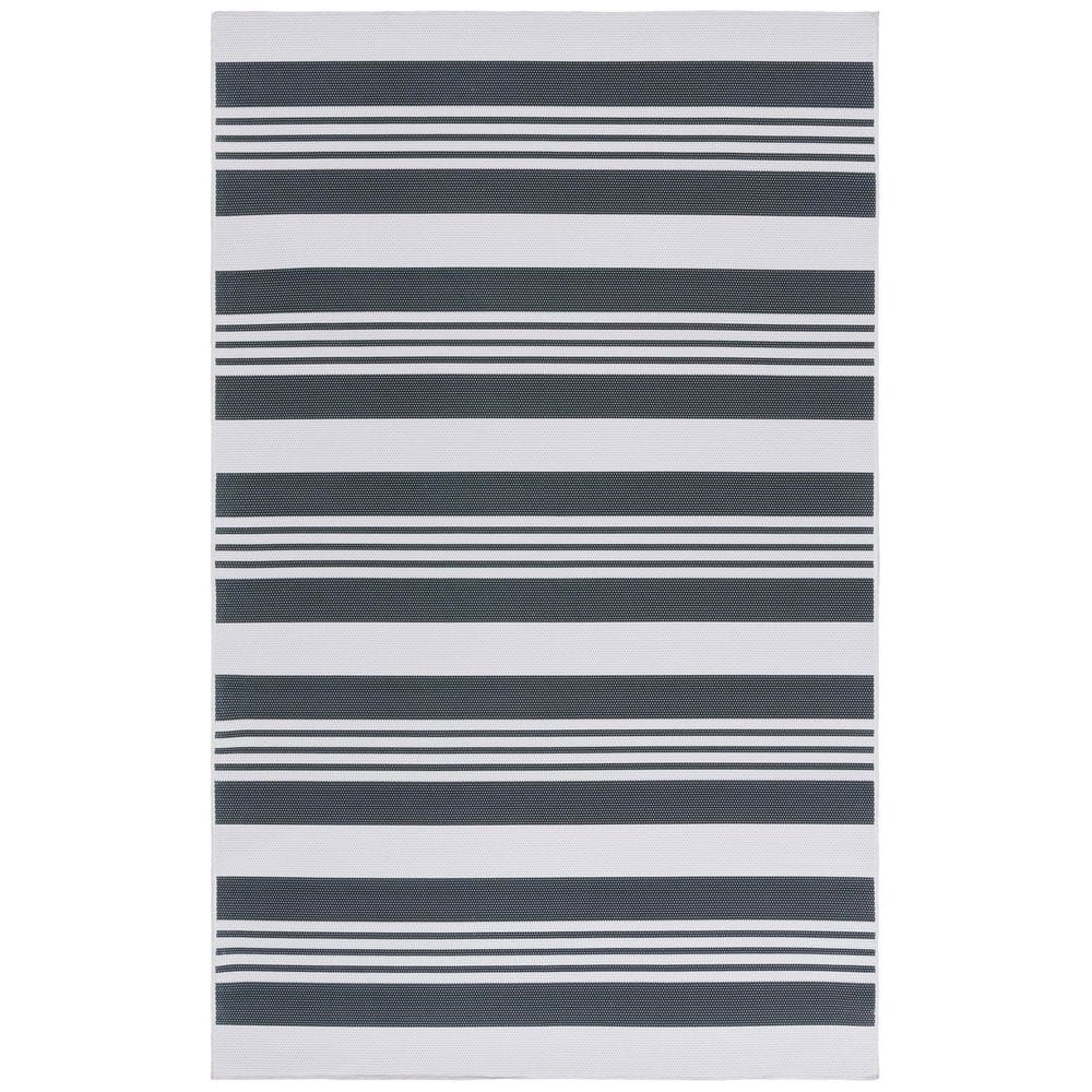 SAFAVIEH Malibu Dark Green/Gray 4 ft. x 6 ft. Machine Washable Solid Striped Area Rug MBU821Y-4 ...