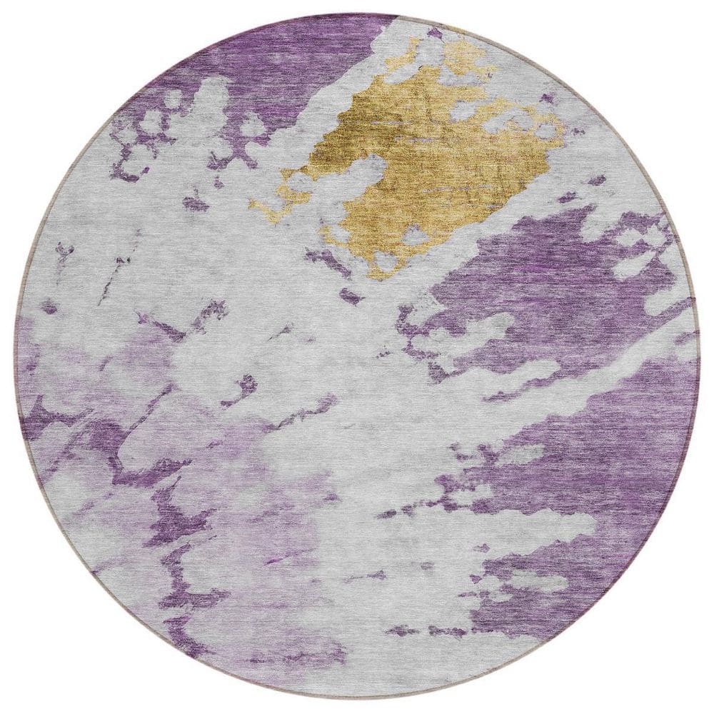 HomeRoots Purple, Lavender 8 X 10 ft. Woven Abstract Polyester Round ...