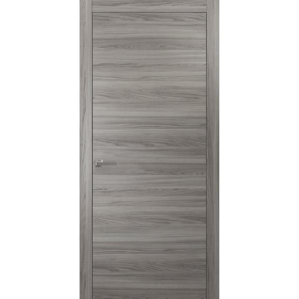 Sartodoors 0010 32 in. x 84 in. Right-Hand/Inswing Solid Chocolate Ash ...
