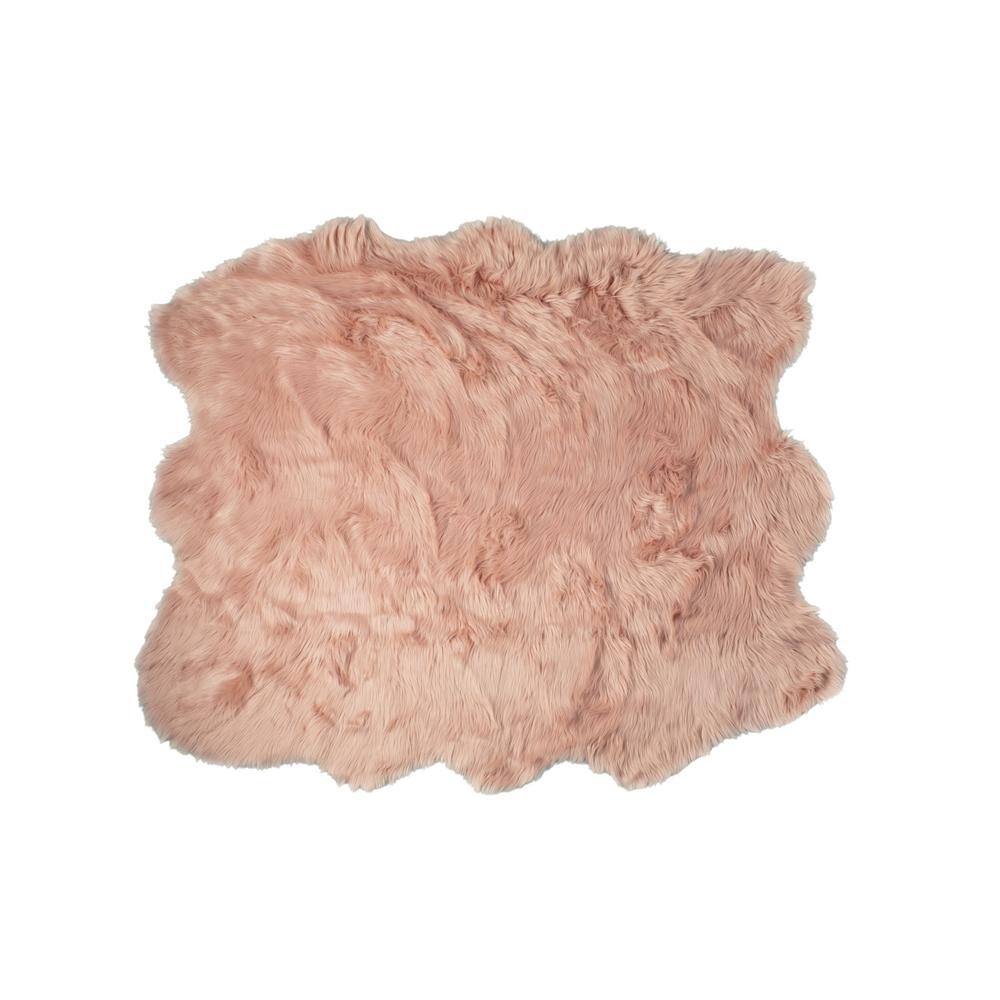 Luxe Faux Fur Gordon Dusty Rose 5'x6' Sexto Faux SheepskinArea Rug ...
