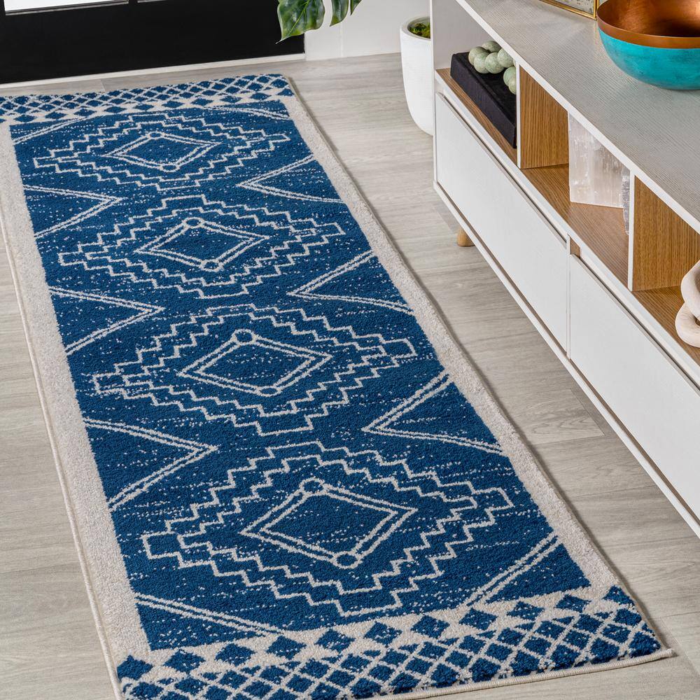JONATHAN Y Amir Moroccan Beni Souk Navy/Ivory 2 ft. x 8 ft. Runner Rug ...