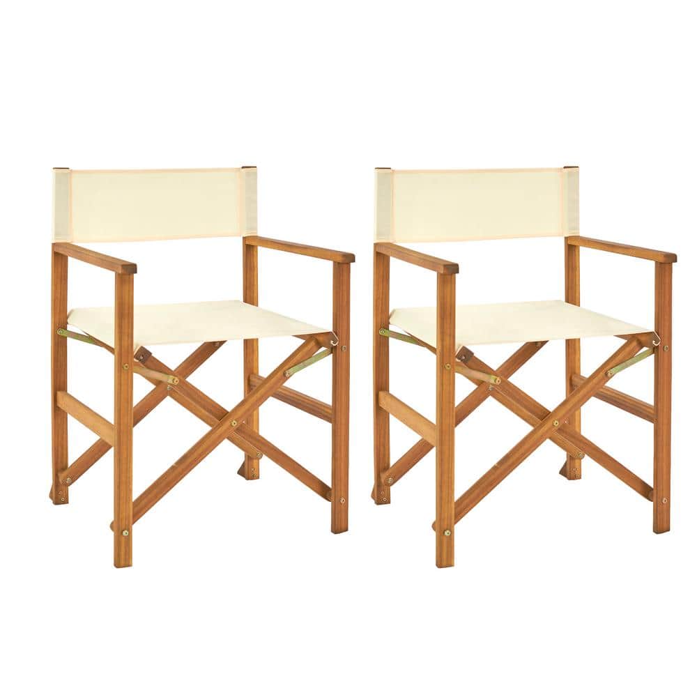 Karl home Oak White Wooden Patio Folding Director Chair K1G58000384 ...