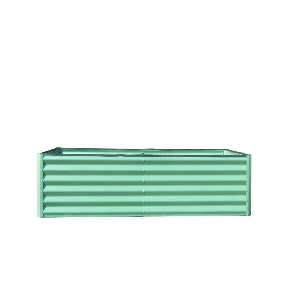 8 ft. L x 4 ft. W x 1.5 ft. H Green Steel Planter Box for Gardening HG ...