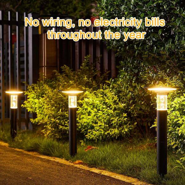 AUTMOON Solar Lawn Light with Dimmable LED, IP 65 Waterproof, Base ...