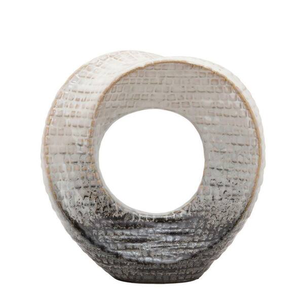 Liv & Skye Ivory 8.25 in. x 8 in. Ceramic Abstract Circular Cutout Sculpture 15766-01 - The Home ...