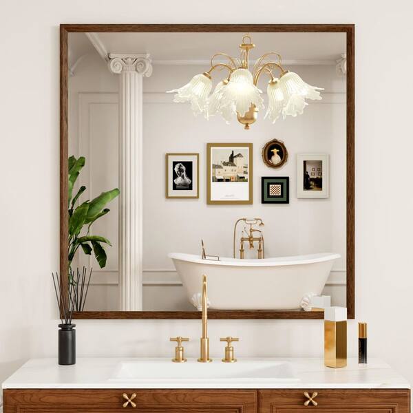 Spigel 36 in. W x 36 in. H Farmhouse Square Wood Finish Framed Wall ...