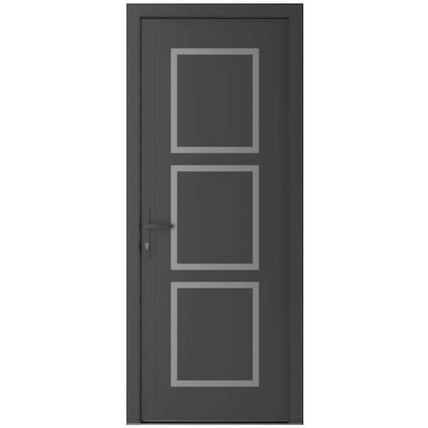 VDOMDOORS 36 in. x 80 in. Right-hand/Inswing Antracite Grey Steel ...