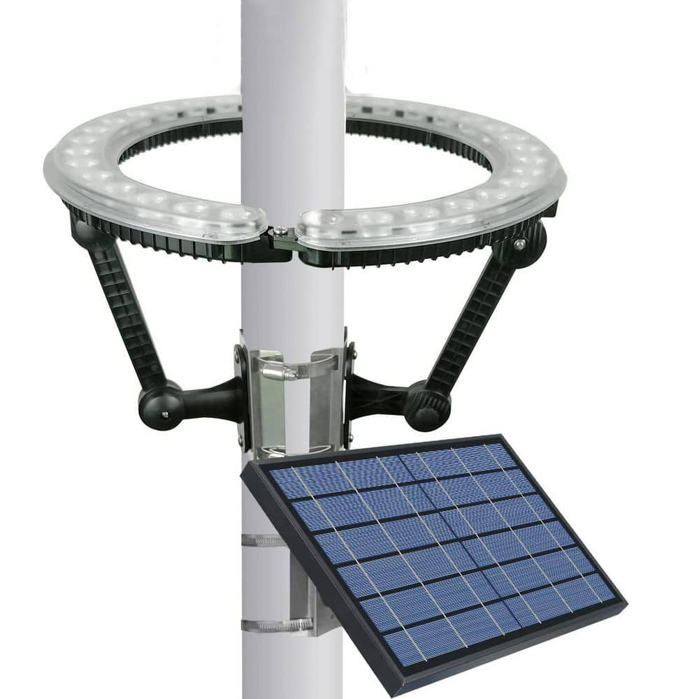 Justincity 9.4 in. Adjustable Solar Flag Pole Light, 136 LED, for 15-25 ft. Flag Poles ...