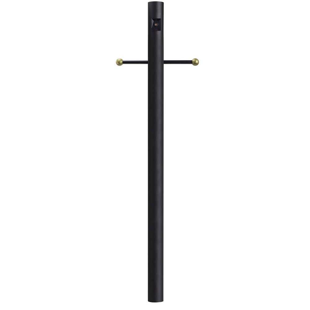 SOLUS 7 ft. Black Outdoor Direct Burial Lamp Post with Cross Arm and ...