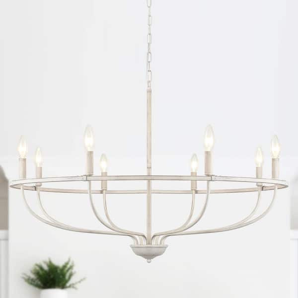 ADSENSTY 8-Light Yellowish Gray Farmhouse Wagon Wheel Vintage Candle ...